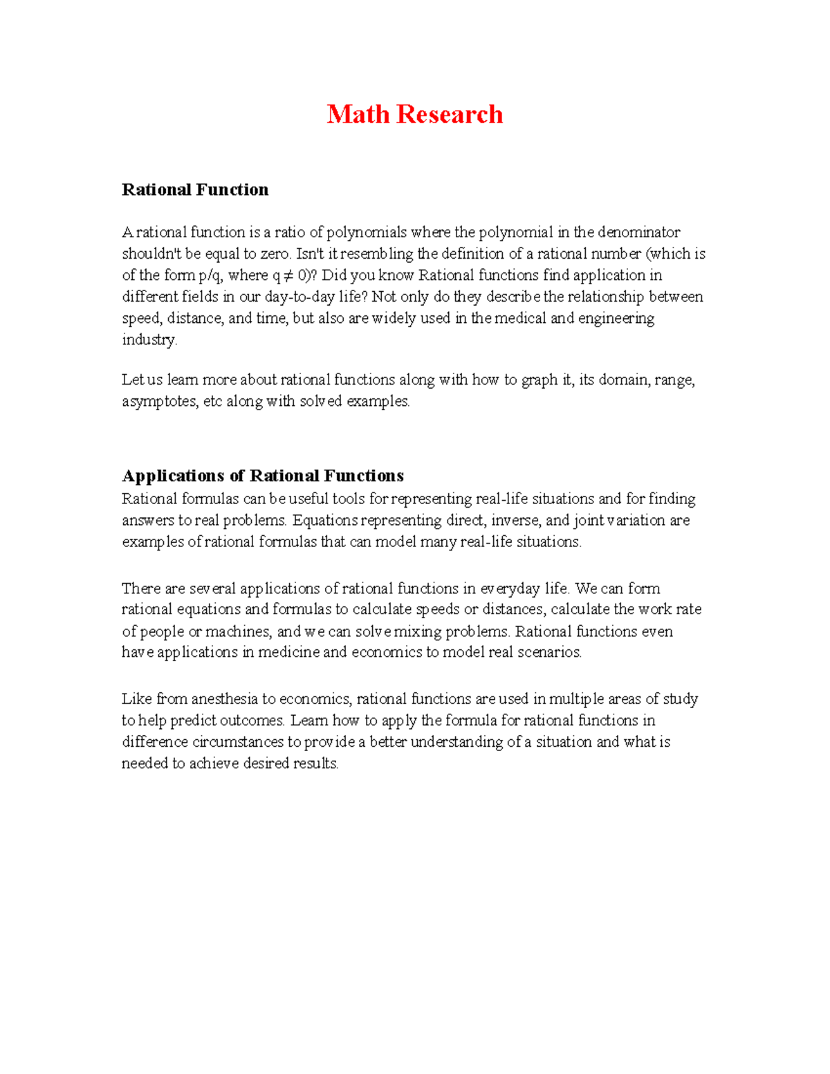 Math Rational Fractions And Its Applications Discussion Math