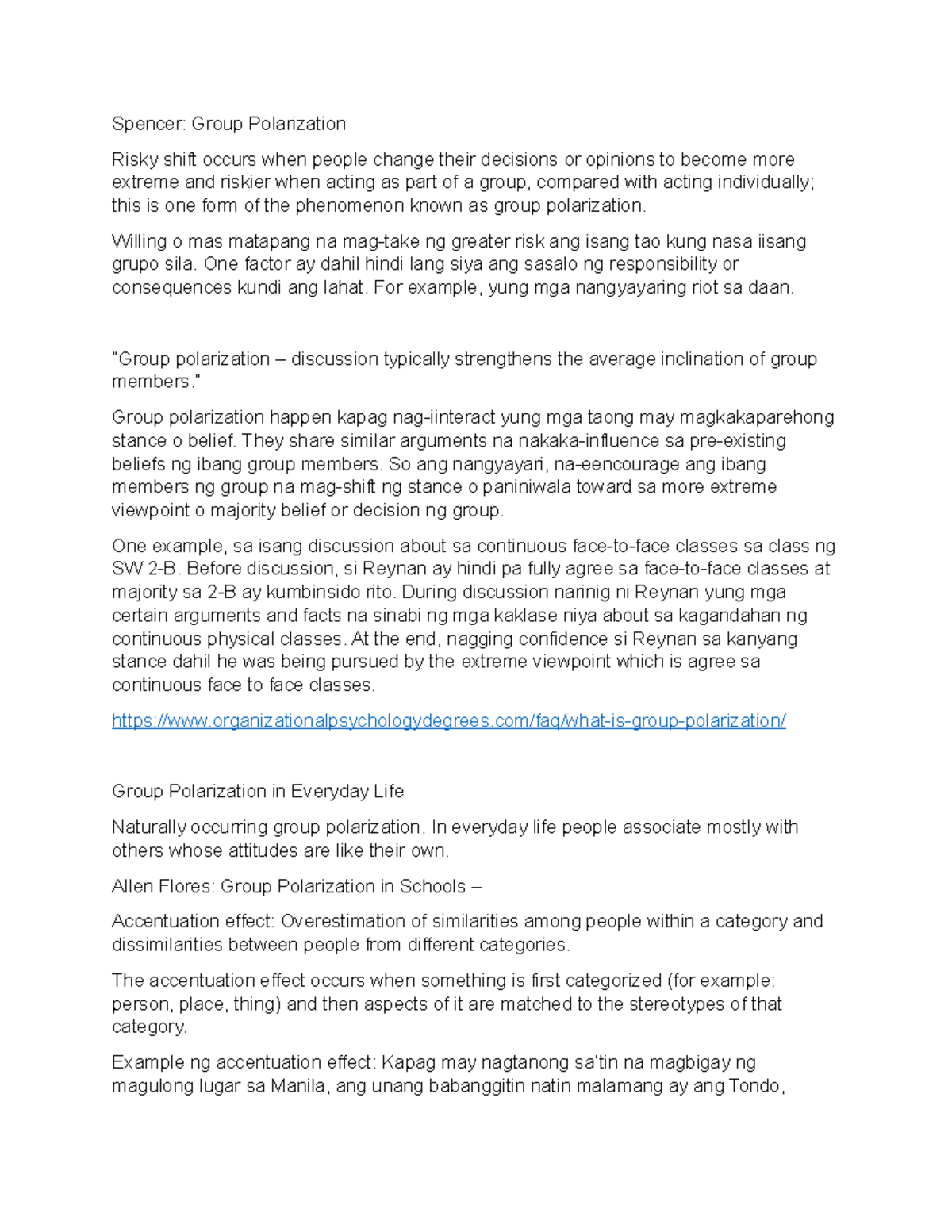 hhhhhhhhhhhhhhhh - Spencer: Group Polarization Risky shift occurs when ...