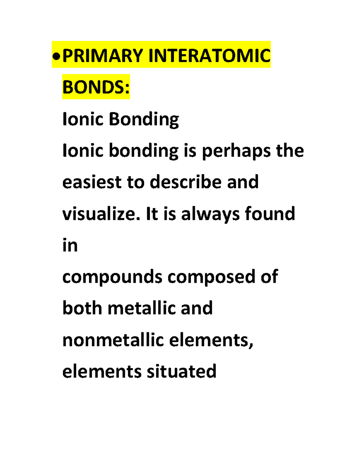 Primary Interatomic Bonds - PRIMARY INTERATOMIC BONDS: Ionic Bonding ...