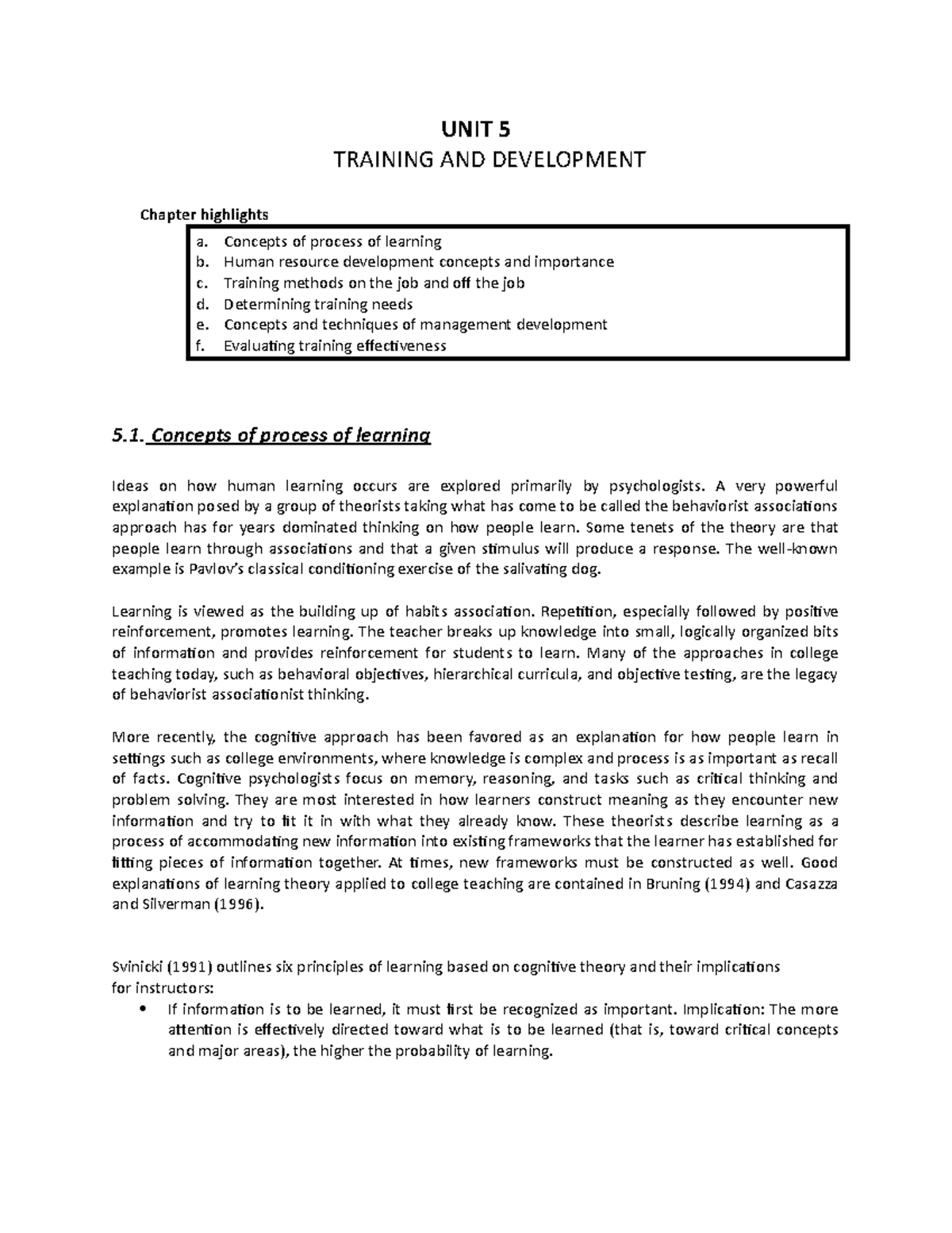 Unit 5.training and development - UNIT 5 TRAINING AND DEVELOPMENT ...