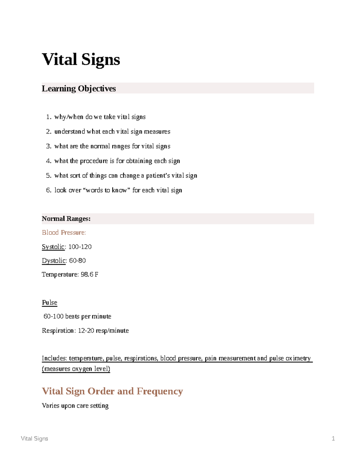 Vital Signs - Vital Signs Learning Objectives why/when do we take vital ...