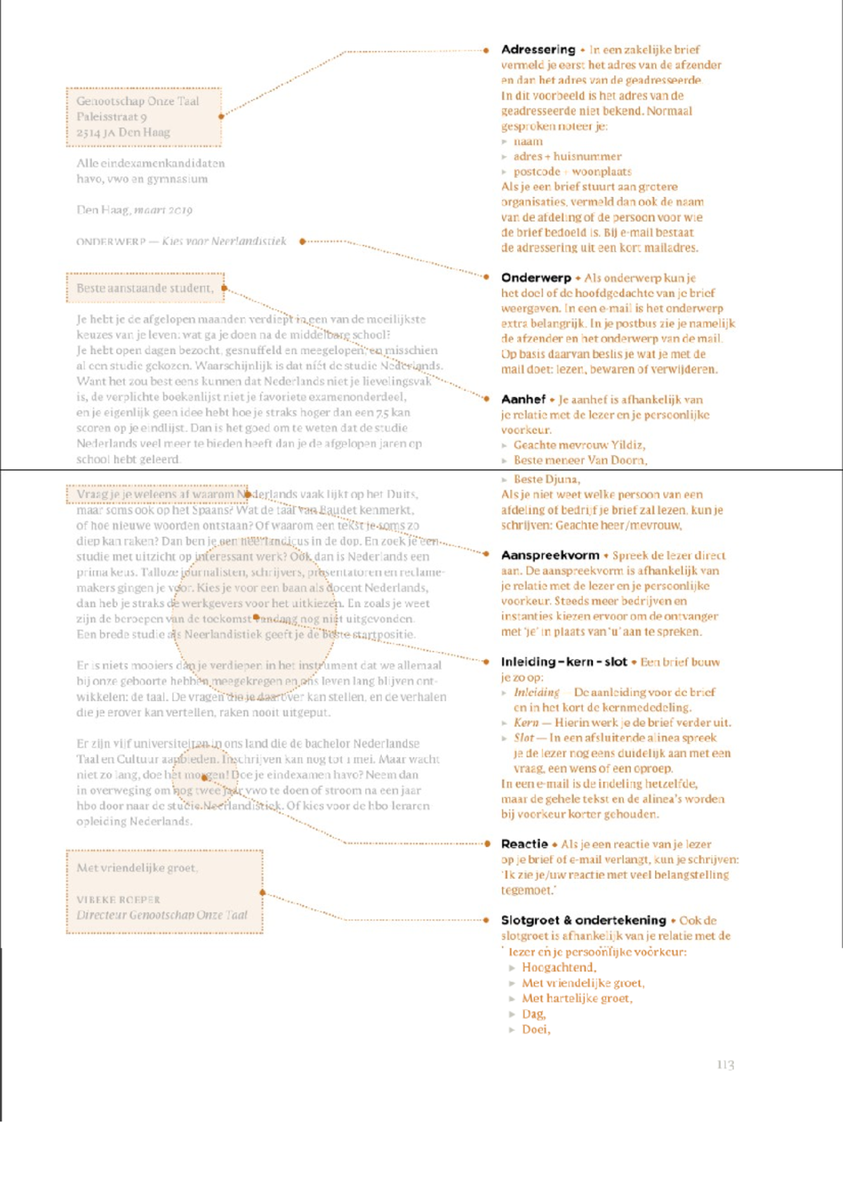 Ned - pagina over een brief schrijven - Nederlands - Studeersnel