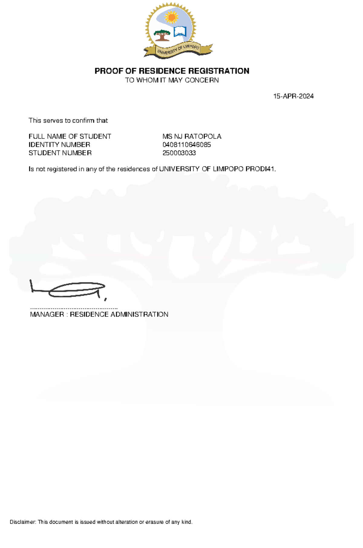 Web - Learn - PROOF OF RESIDENCE REGISTRATION TO WHOM IT MAY CONCERN 15 ...