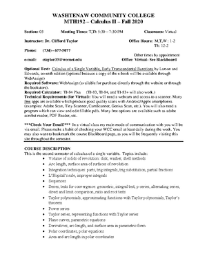 8.3 Trigonometric Integrals - MTH 192 - Studocu