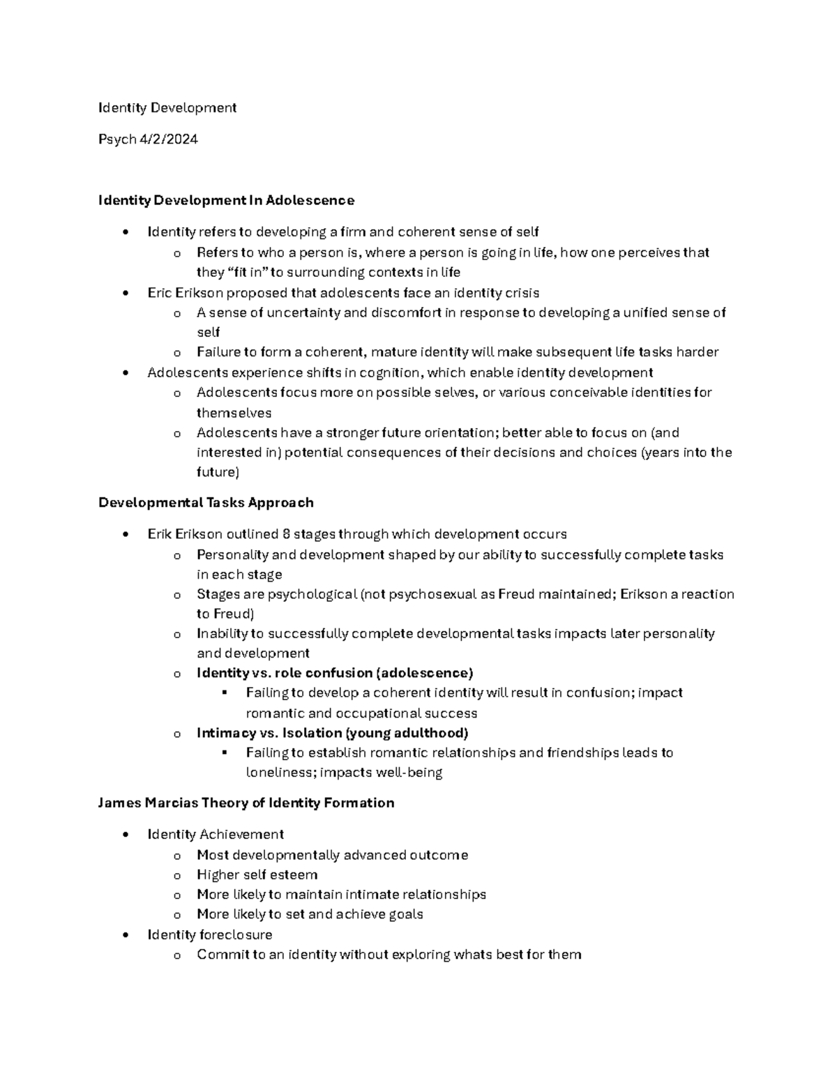 Identity Development I - Identity Development Psych 4/2/ Identity ...