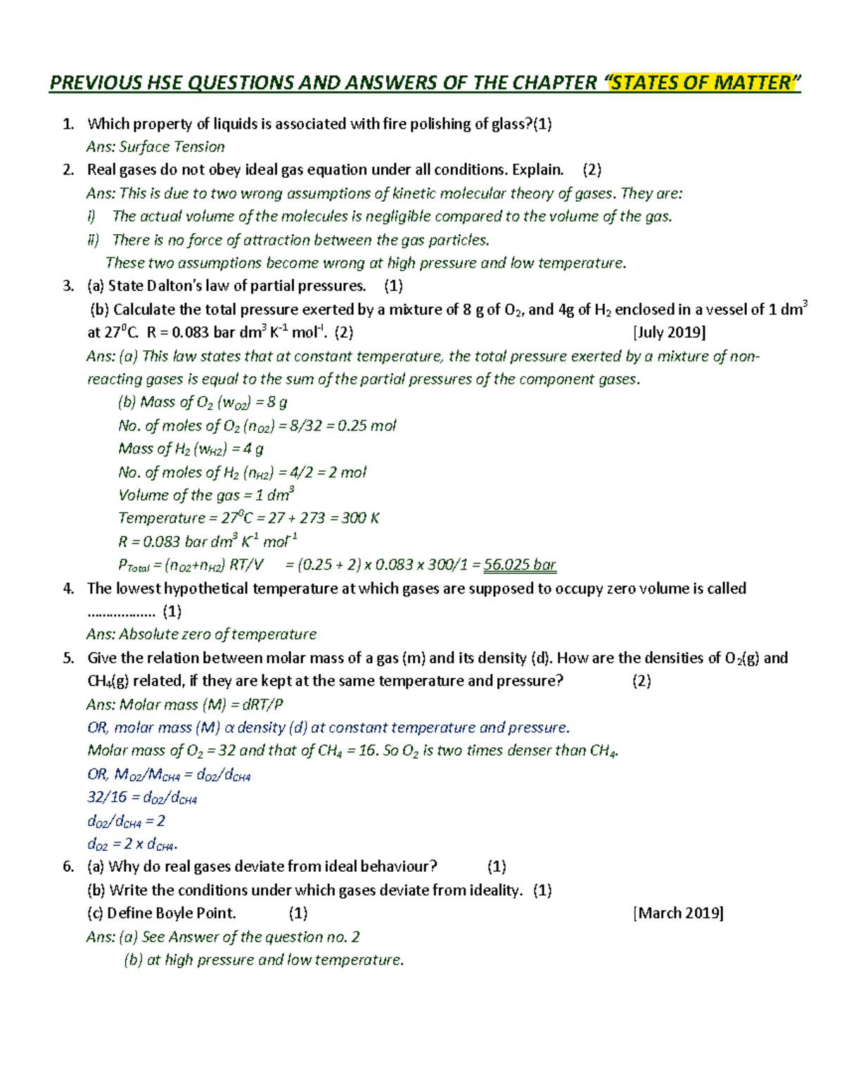 5. States of matter - PREVIOUS HSE QUESTIONS AND ANSWERS OF THE CHAPTER ...