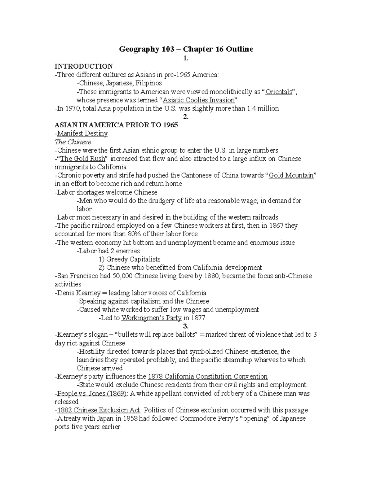 Chapter 16 Outline - Lecture notes 16 - Geography 103 – Chapter 16 ...