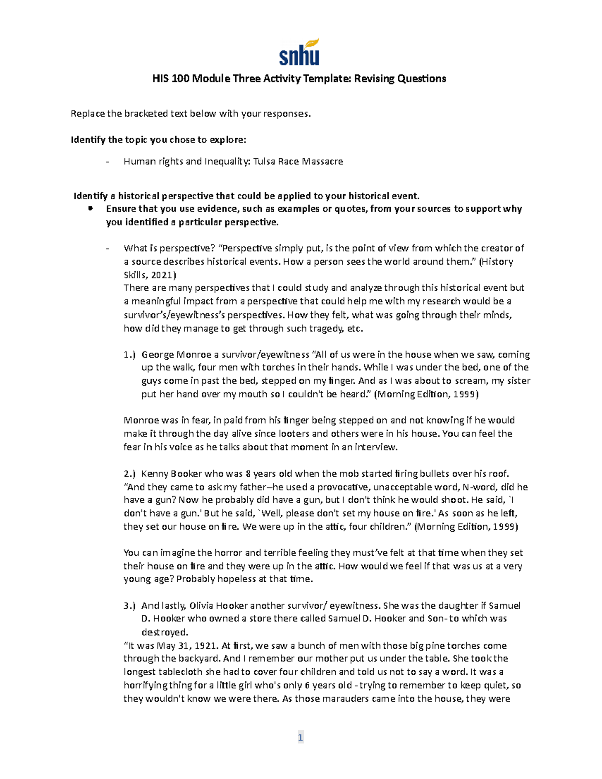 HIS 100 Module Three Activity Revising Questions - HIS 100 Module Three ...