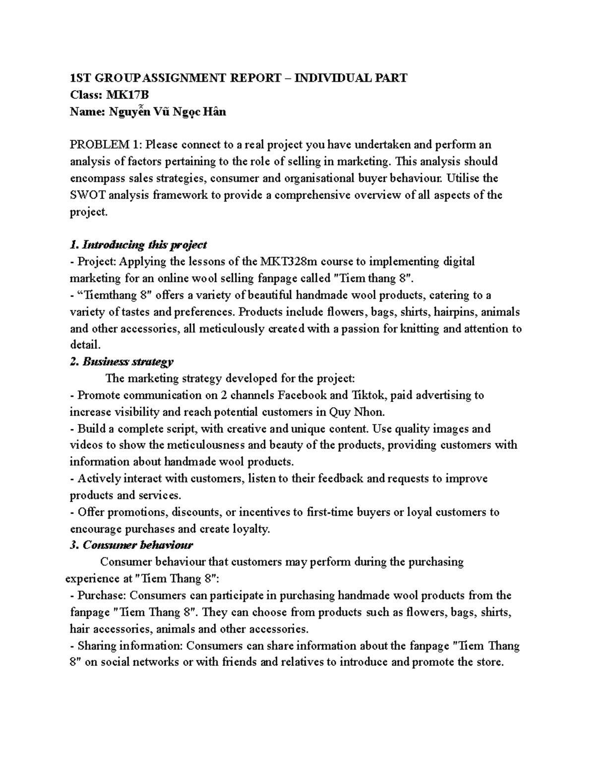 MK17B Nguyễn-Vũ-Ngọc-Hân SAL301 1ST- Group- Assignment- Report - 1ST ...