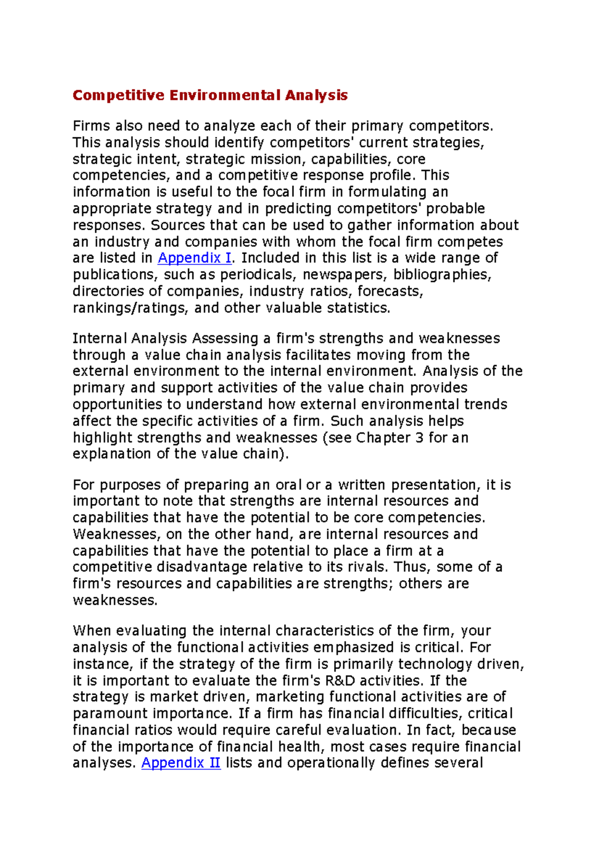 7 - notes - Competitive Environmental Analysis Firms also need to ...