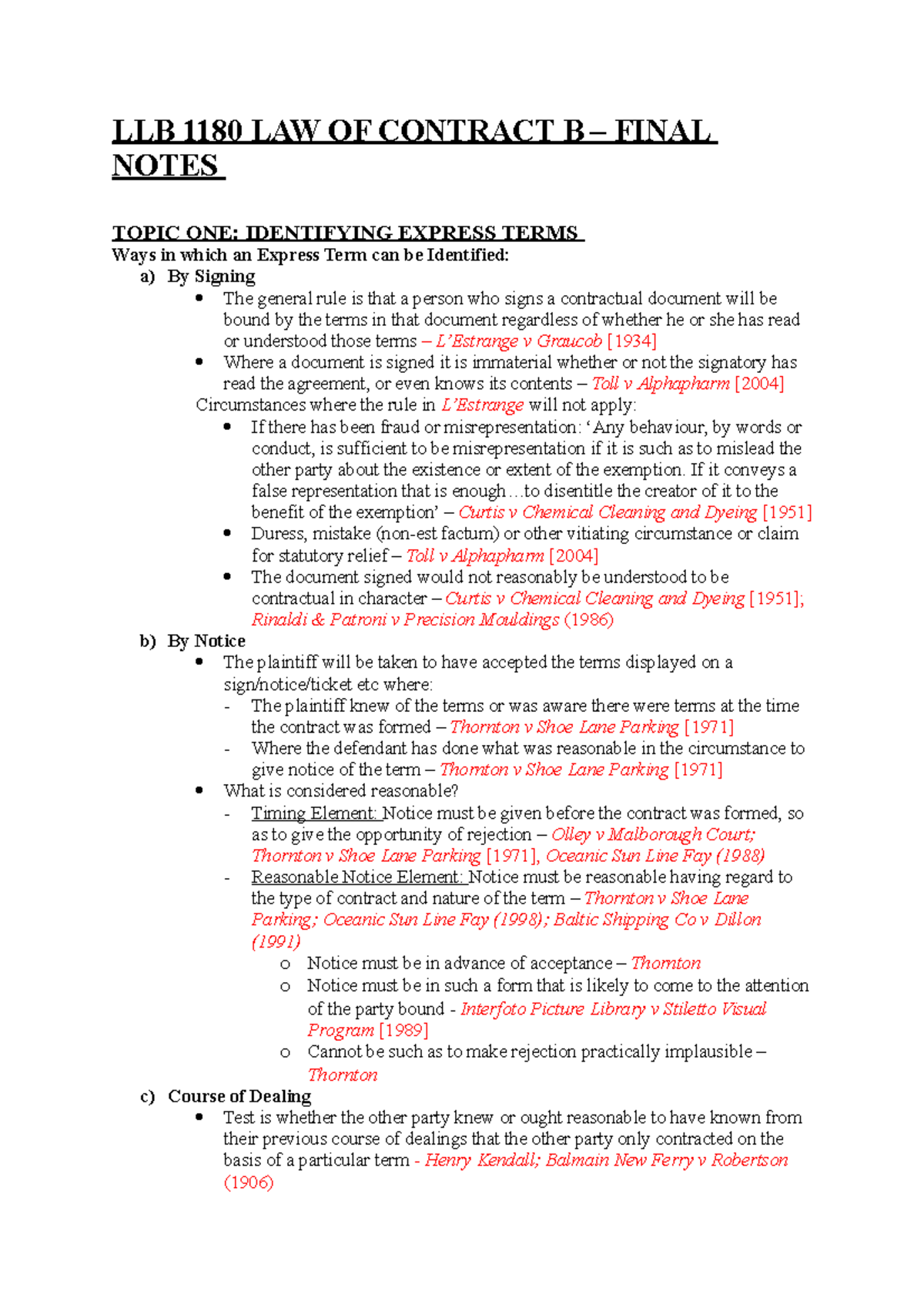 LLB 1170 LAW OF Contract B - notes - LLB 1180 LAW OF CONTRACT B – FINAL ...