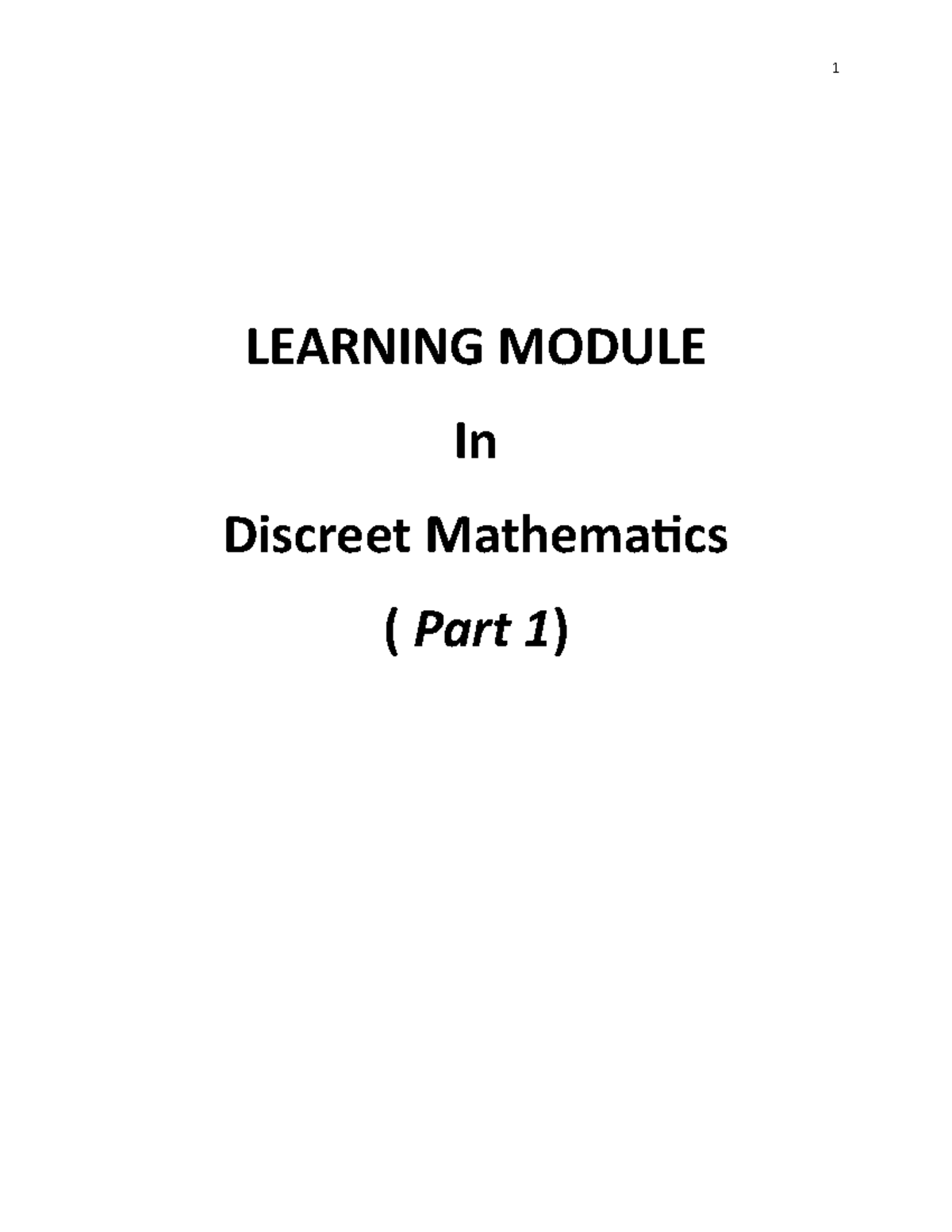 Module IN Discrete Structures - LEARNING MODULE In Discreet Mathematics ...