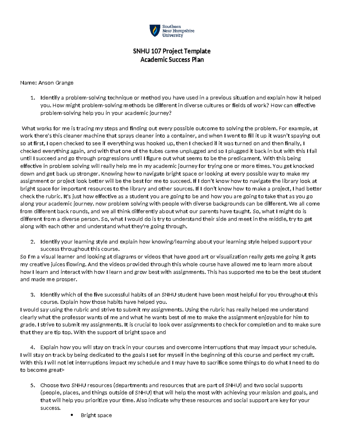 SNHU 107 Project Template - SNHU 107 Project Template Academic Success ...