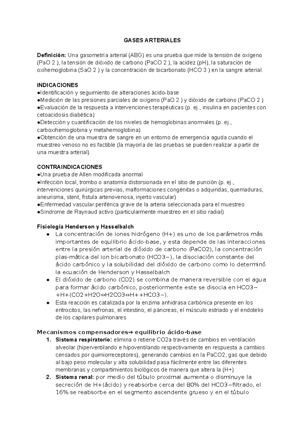 Gases Arteriales - Definición Parámetros normales Interpretación ...