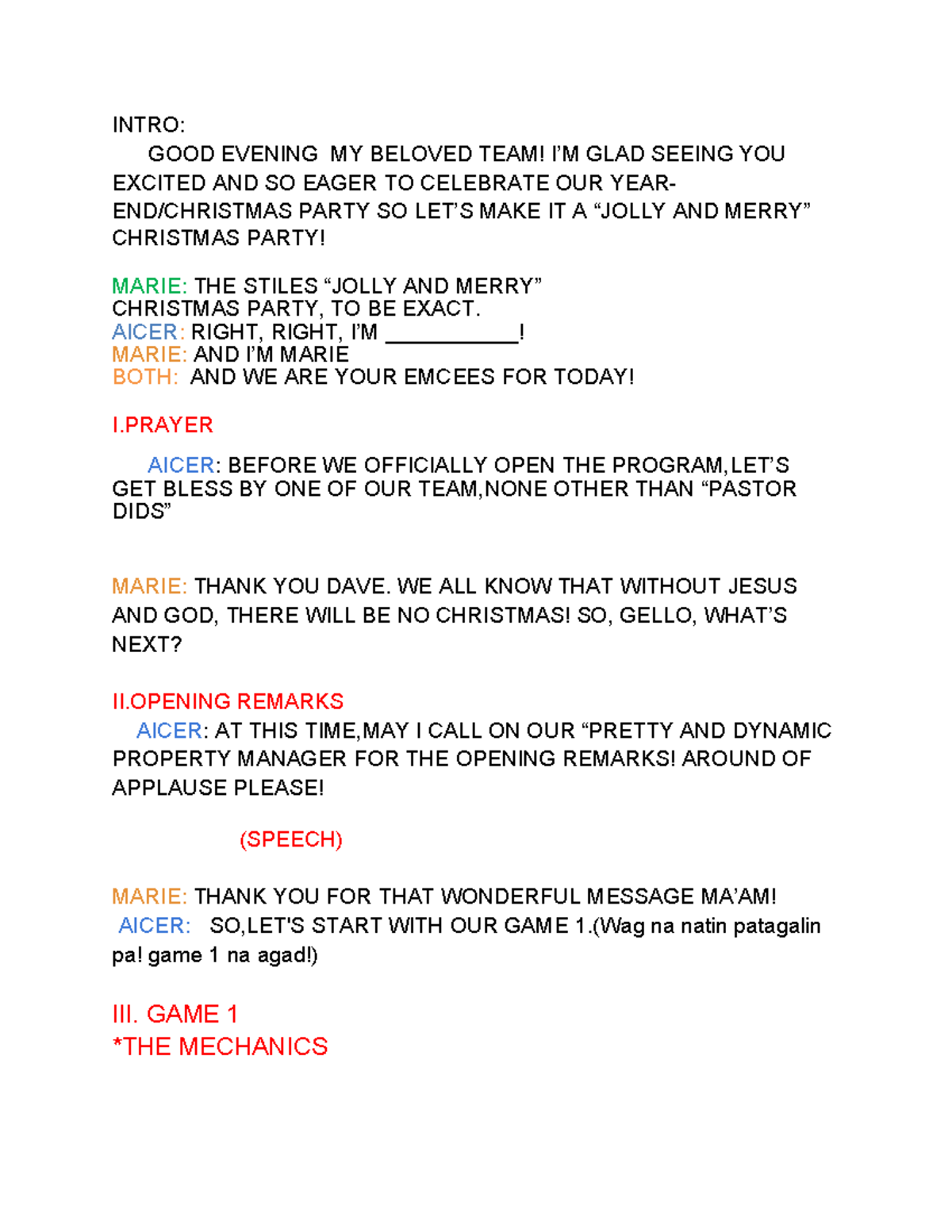 Emcee Script (TSEP) - INTRO: GOOD EVENING MY BELOVED TEAM! I’M GLAD ...