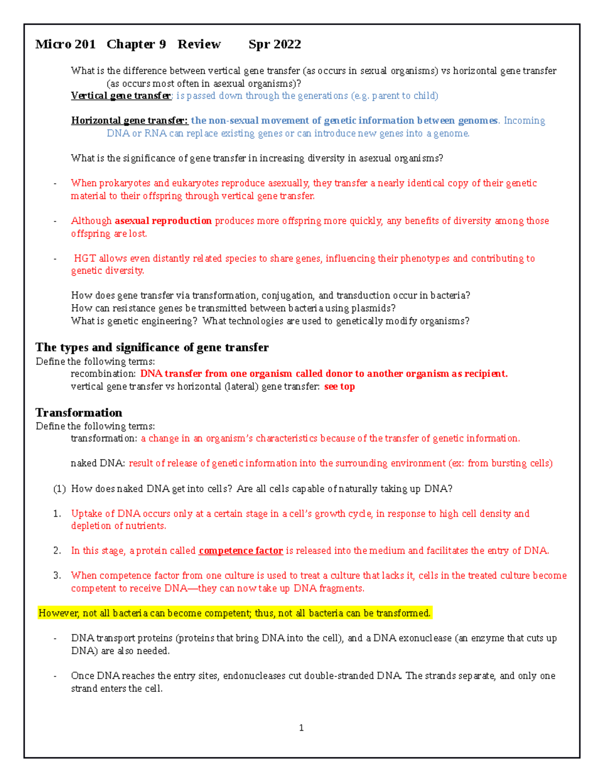 Ch09 rev spr 2022 - Summary of material covered in the exam from the textbook Dr. Eardly - Micro ...