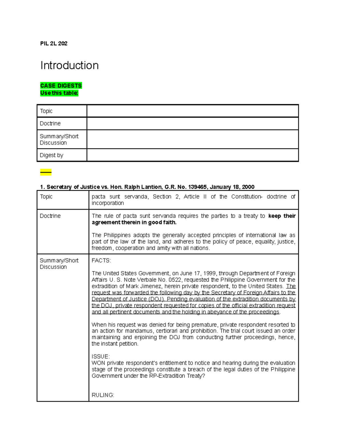 I Introduction PIL 2L 202 1 - PIL 2L 202 Introduction CASE DIGESTS Use ...