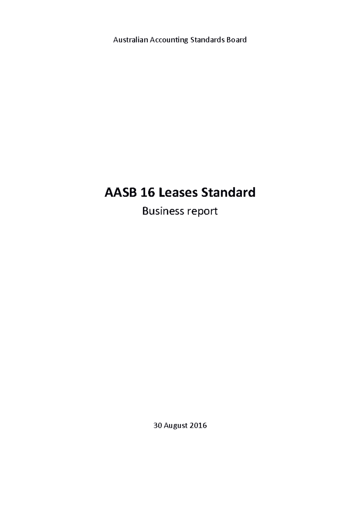 AYB 200 Business Report - Australian Accounting Standards Board AASB 16 ...