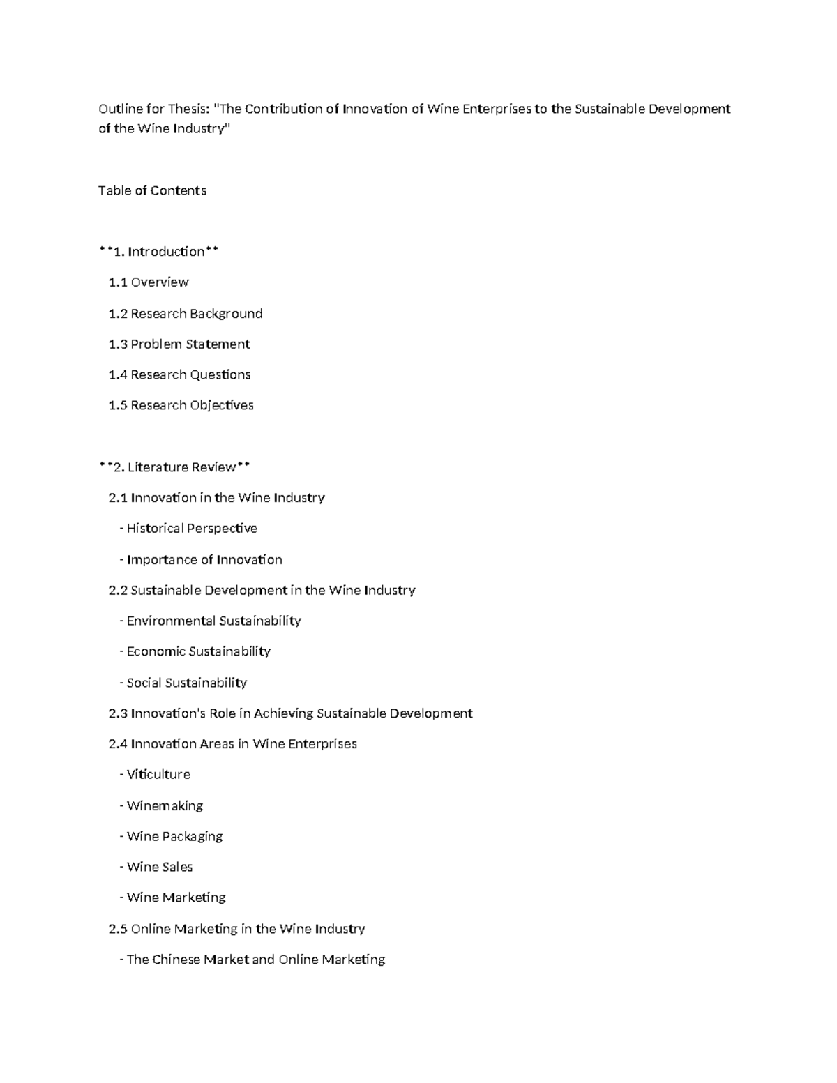 Outline for Thesis - dnclknjdcnjksdn - Outline for Thesis: "The ...