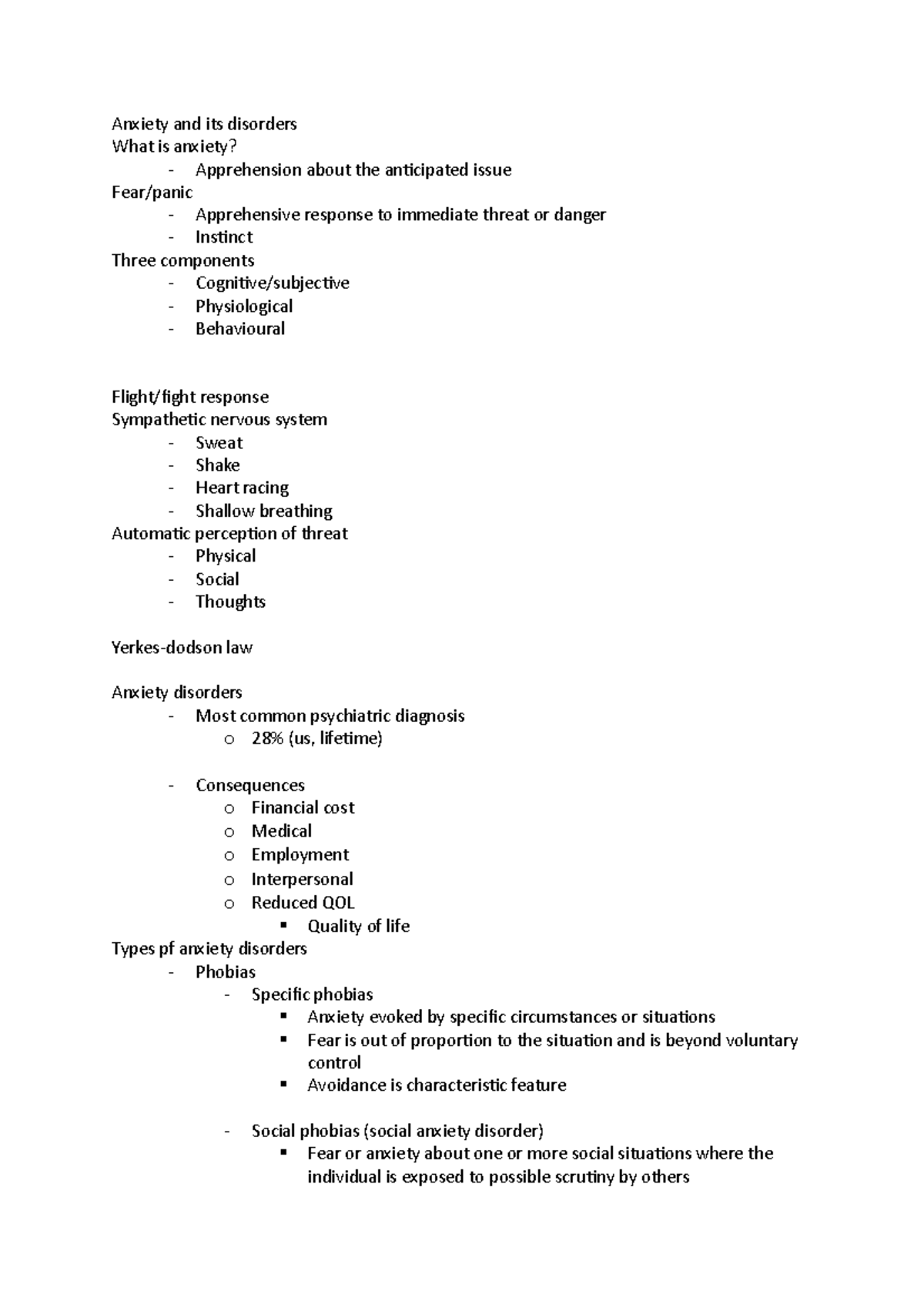 Anxiety and its disorders - Abnormal Psychology - Otago - Studocu