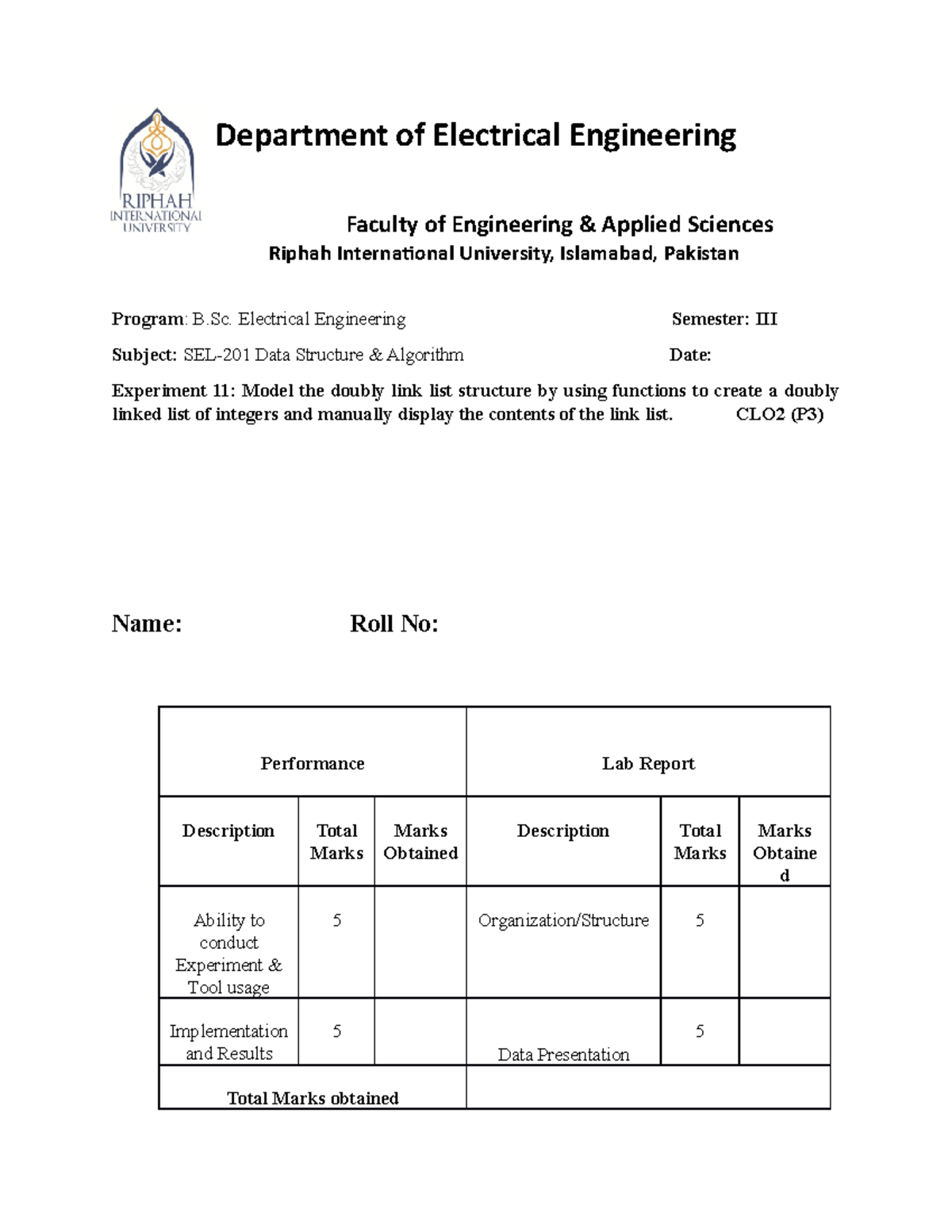 Dst lab no 11 - Department of Electrical Engineering Faculty of ...