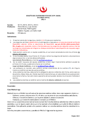 Upc pre 202301 si732 examen parcial Richar Romero u20201 b428 - DISEÑO DE EXPERIMENTOS DE ...