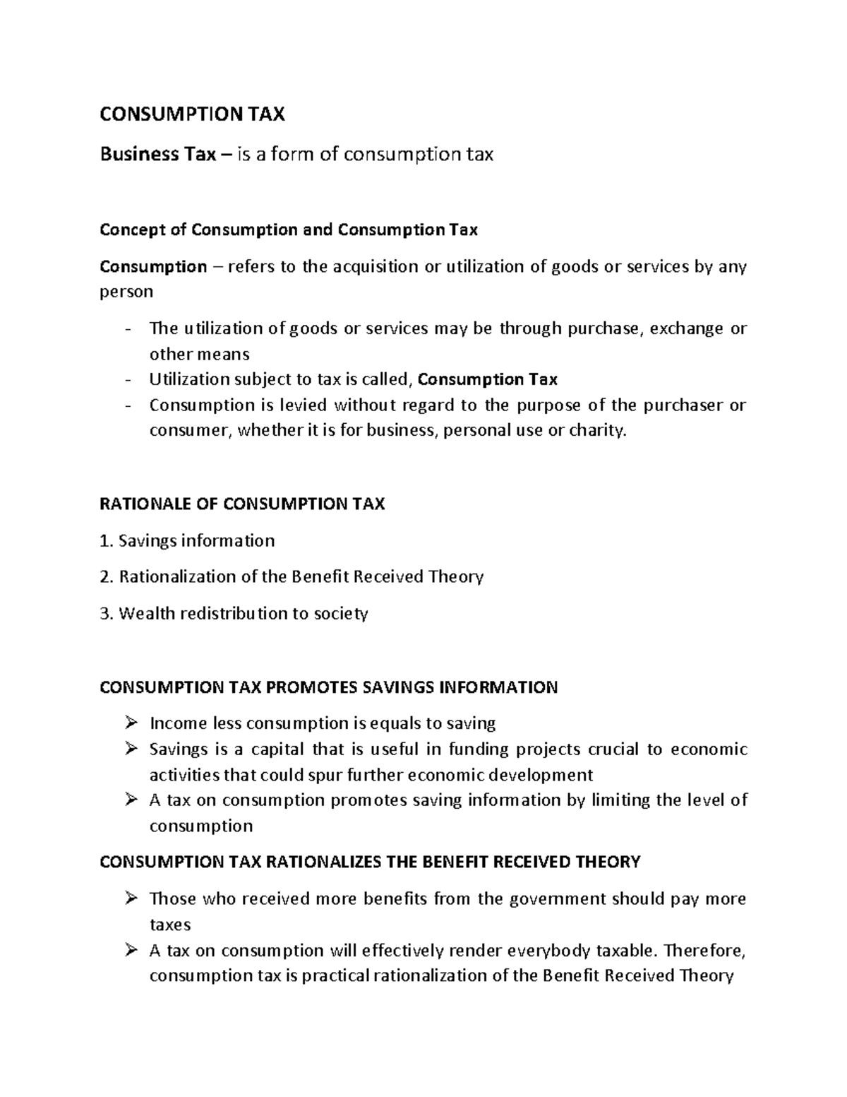 Consumption TAX - CONSUMPTION TAX Business Tax – is a form of ...