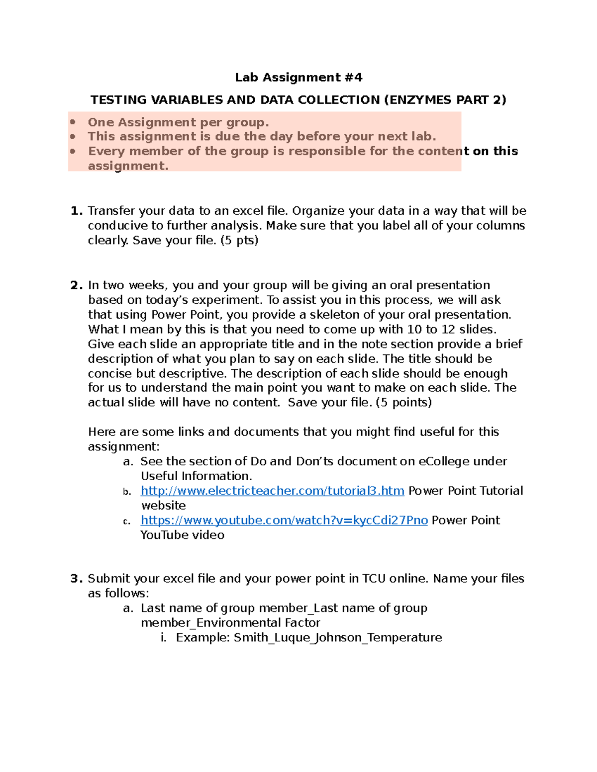 Lab Assignment 4 Testing Variables - Lab Assignment # TESTING VARIABLES ...