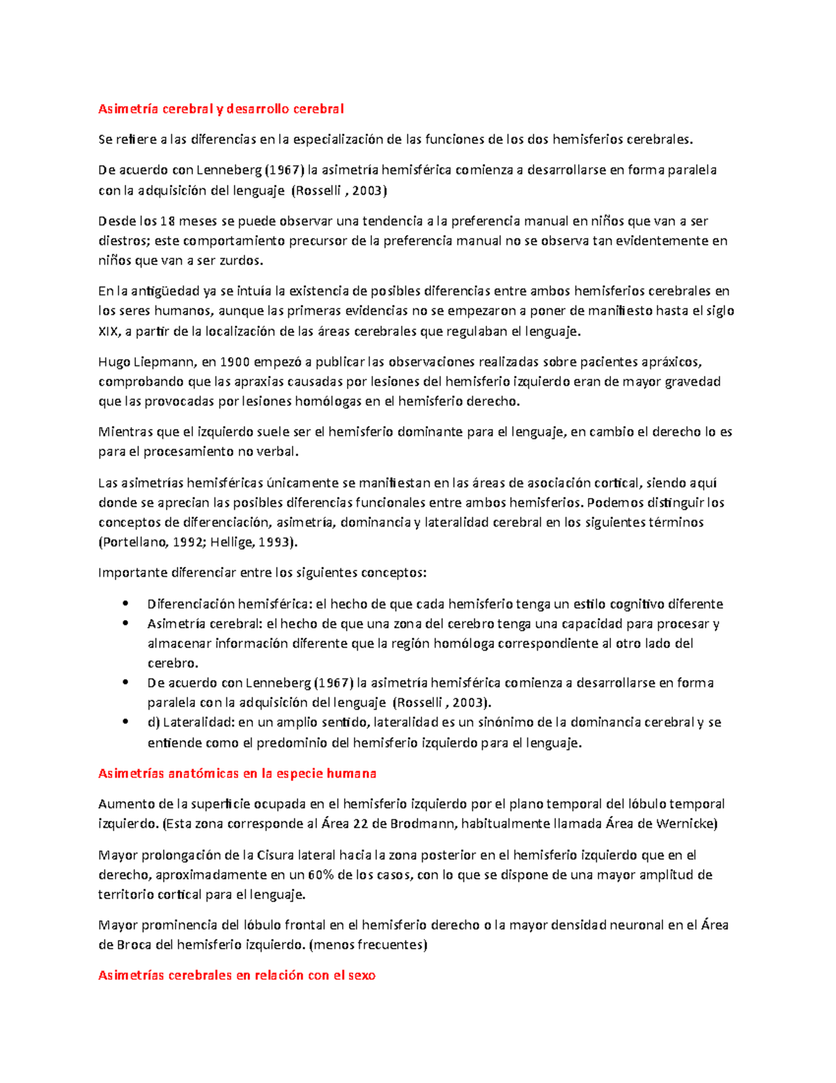Asimetría cerebral - De acuerdo con Lenneberg (1967) la asimetría ...
