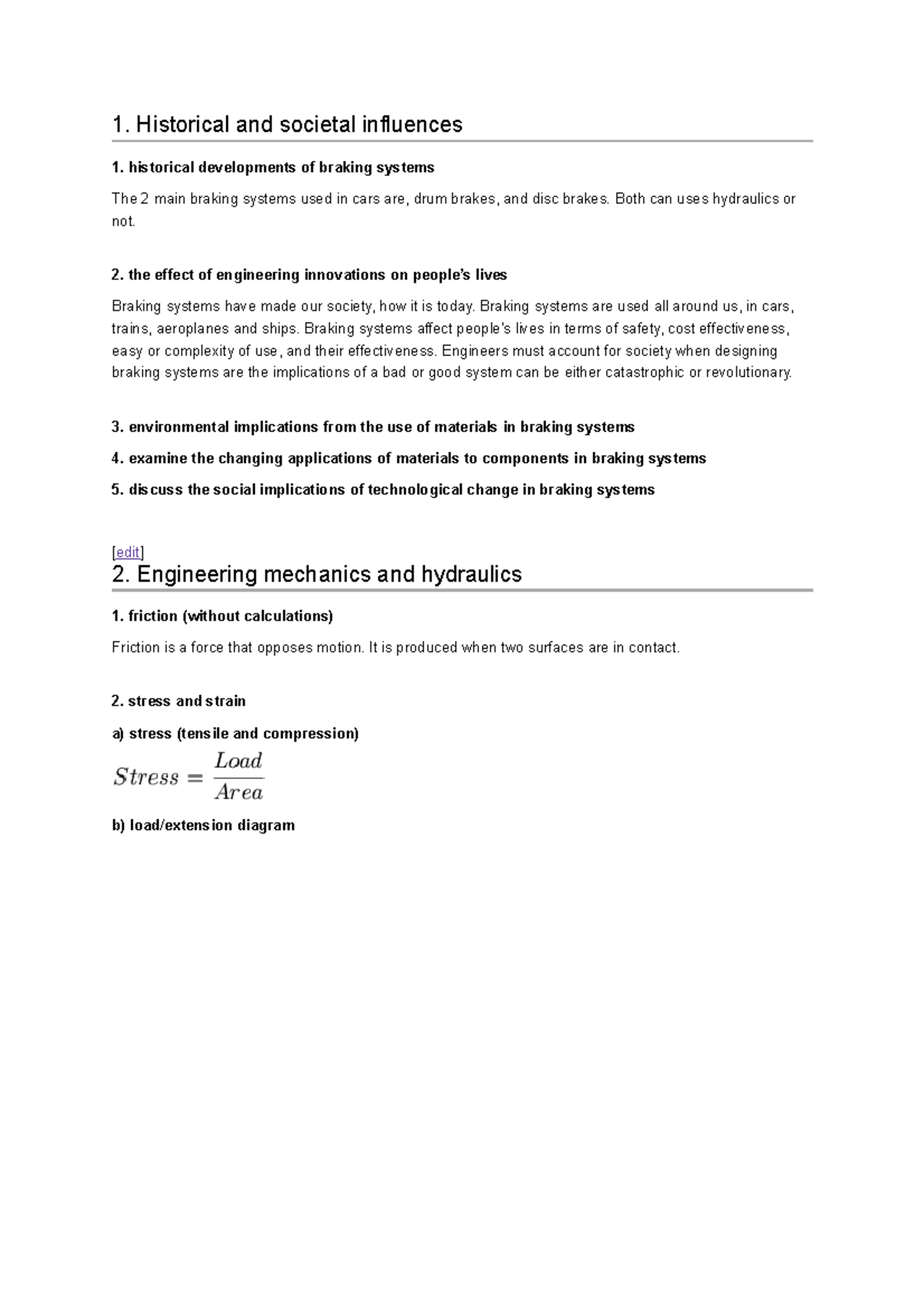 Braking systems - lecture notes - 1. Historical and societal influences ...