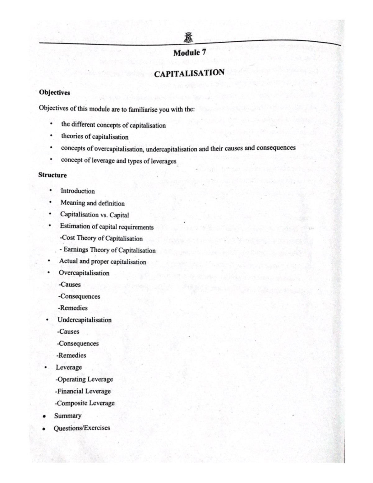 Capitalisation - It’s lecture notes - Financial management - Studocu