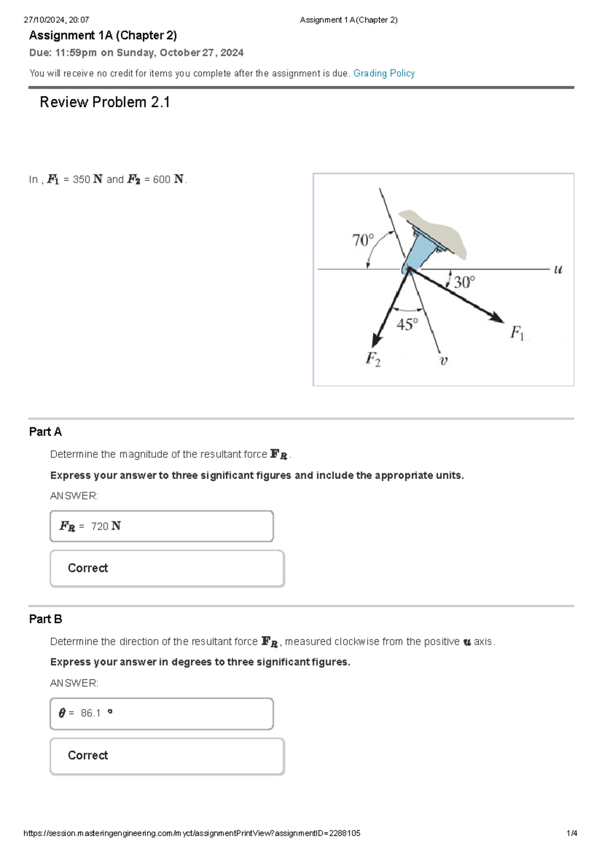 Assignment 1A (Chapter 2)solutions - Assignment 1A (Chapter 2) Due: 11:59pm on Sunday, October ...