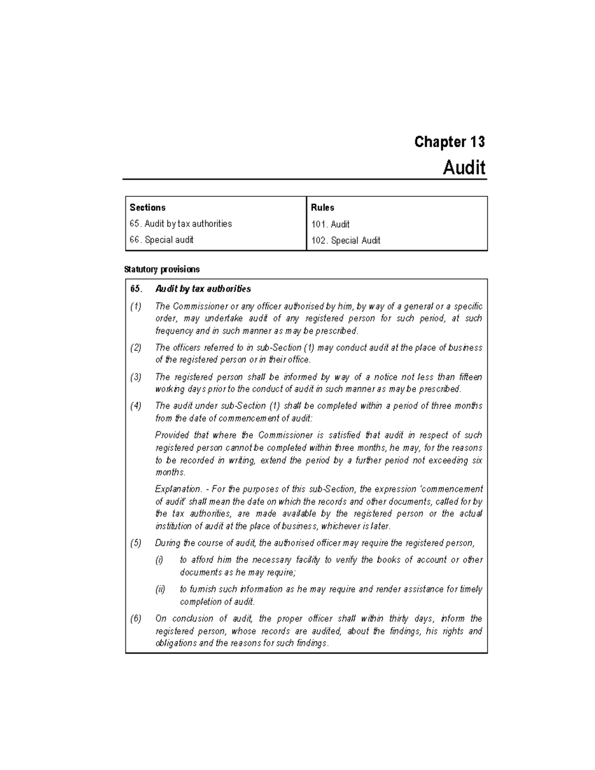 13-Audit - GST topic wise - Chapter 13 Audit Sections 65. Audit by tax ...