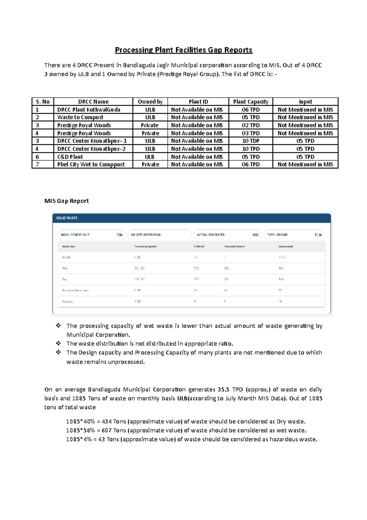 New Microsoft Word Document - Processing Plant Facilities Gap Reports ...