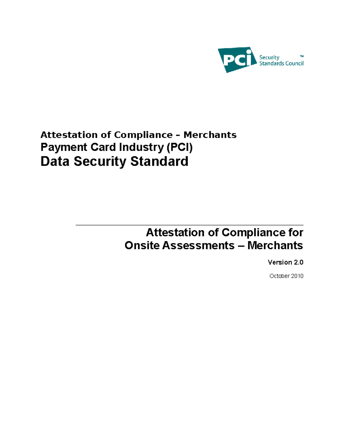 Pci dss - AOC - Document - Attestation of Compliance – Merchants ...
