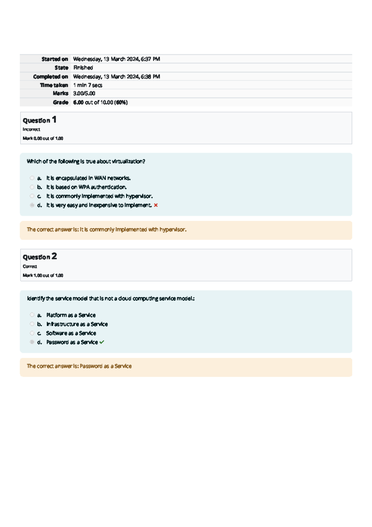 Self-Quiz Unit 6 Attempt review Home - Started on Wednesday, 13 March ...