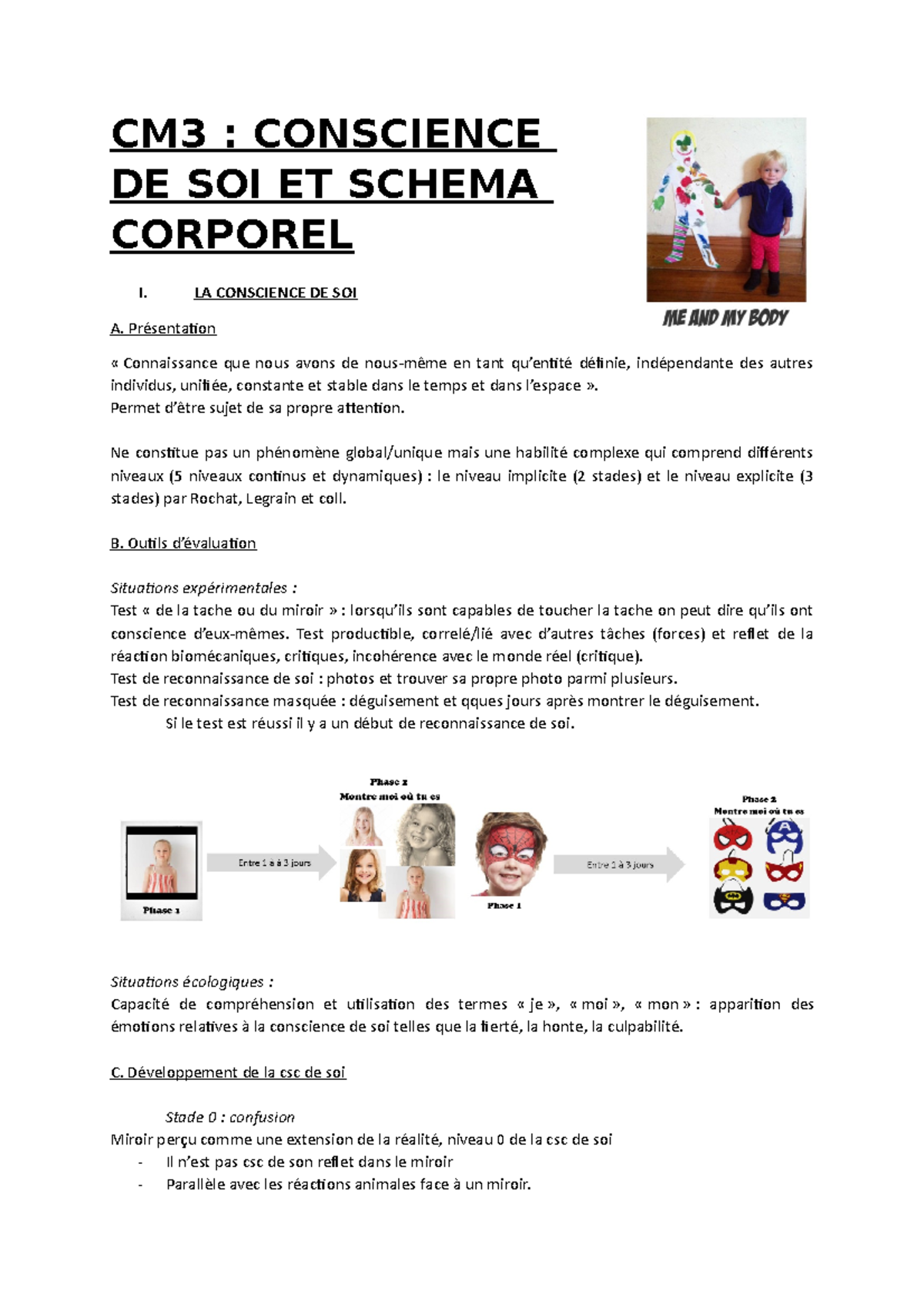 CM3 - CSC DE SOI ET Schema Corporel - CM3 : CONSCIENCE DE SOI ET SCHEMA ...