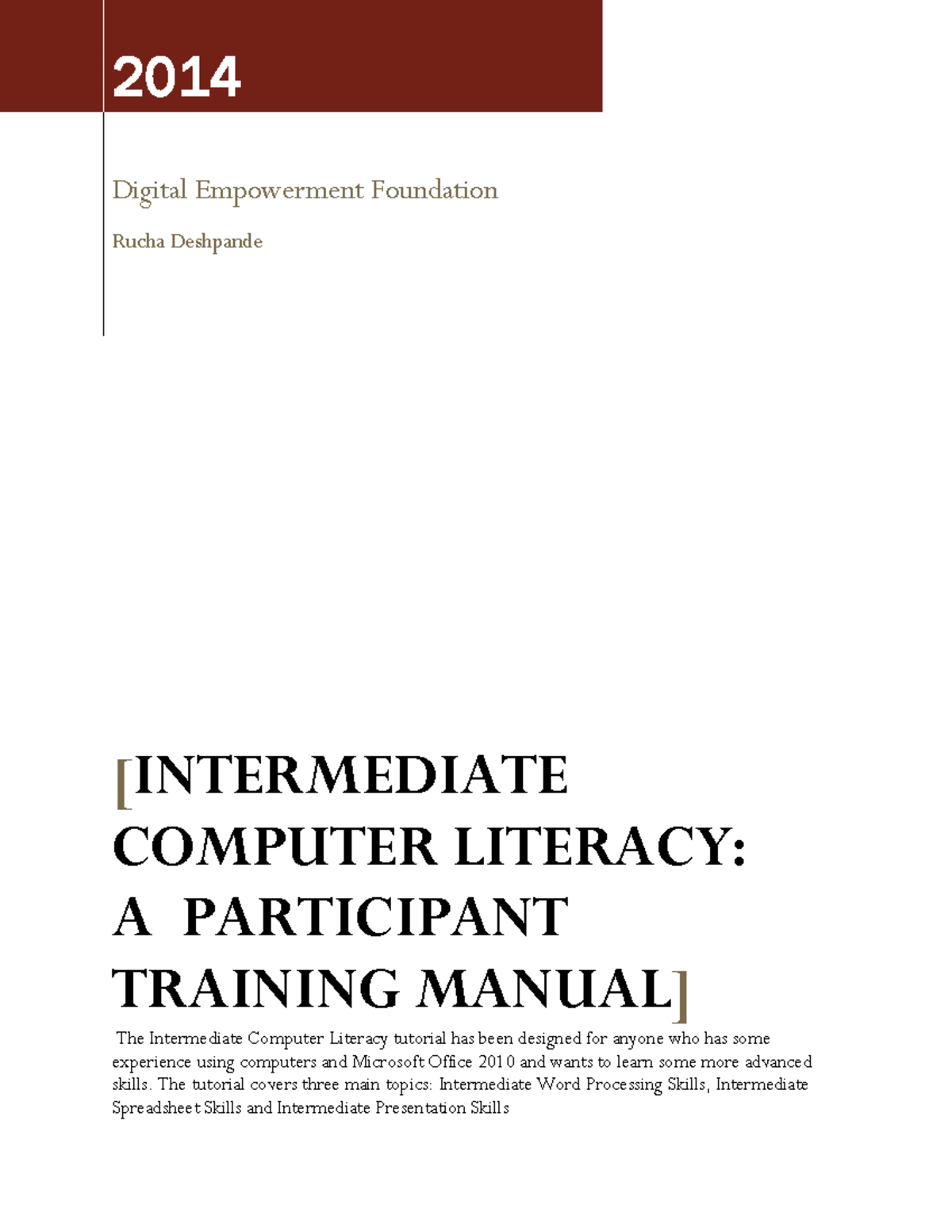 Intermediate-Computer-Literacy for Beginners (MS Office Applications ...