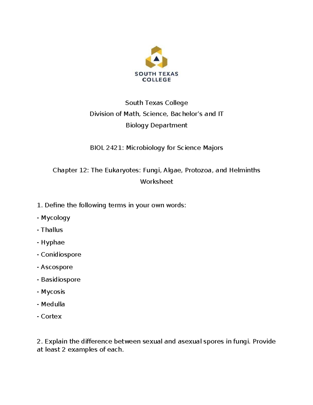 Chapter 12 Worksheet - 26445 - South Texas College Division of Math ...