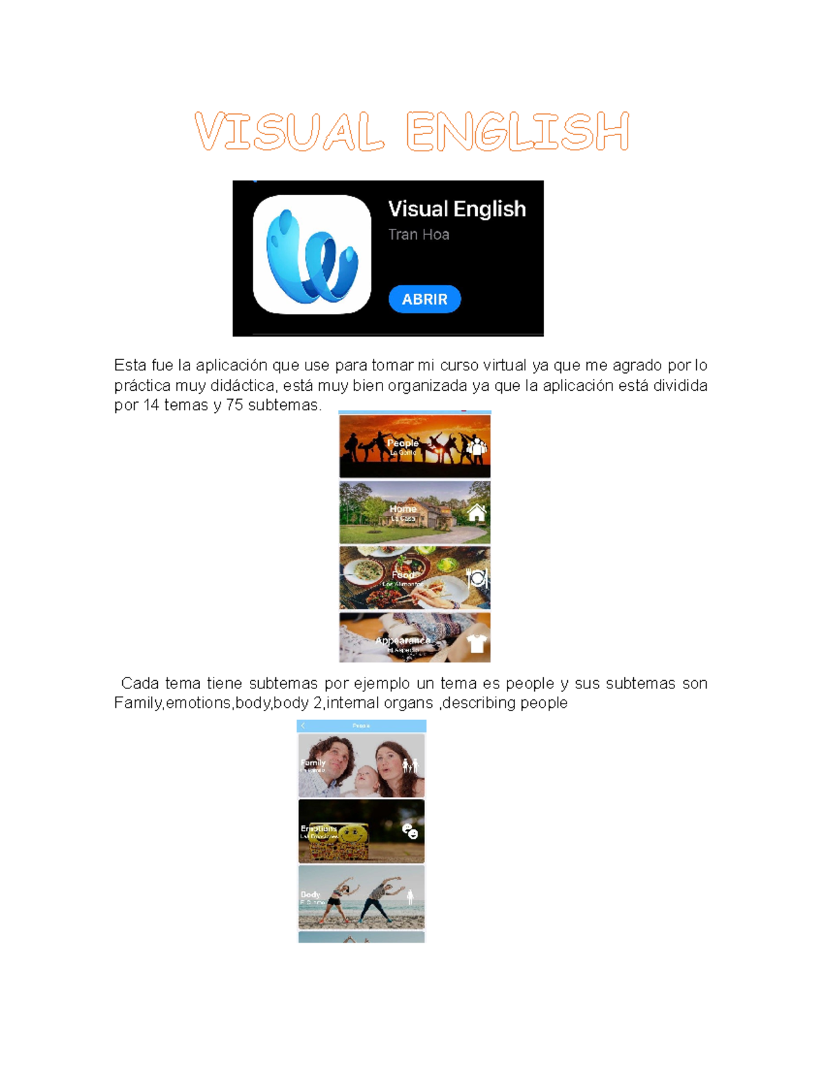 Visual English - VISUAL ENGLISH Esta fue la aplicación que use para ...