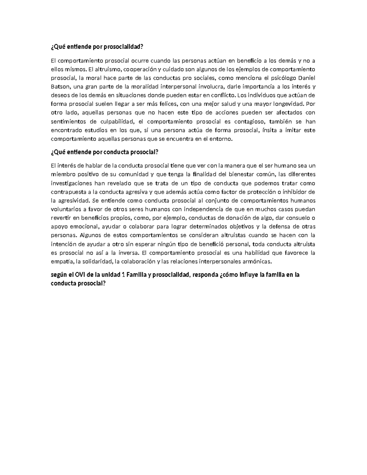 Qué entiende por prosocialidad - El altruismo, cooperación y cuidado ...