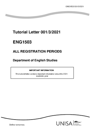 ENG1503-SG - This is the official study guide for this module. - ENG1503/501/3/ Tutorial Letter ...