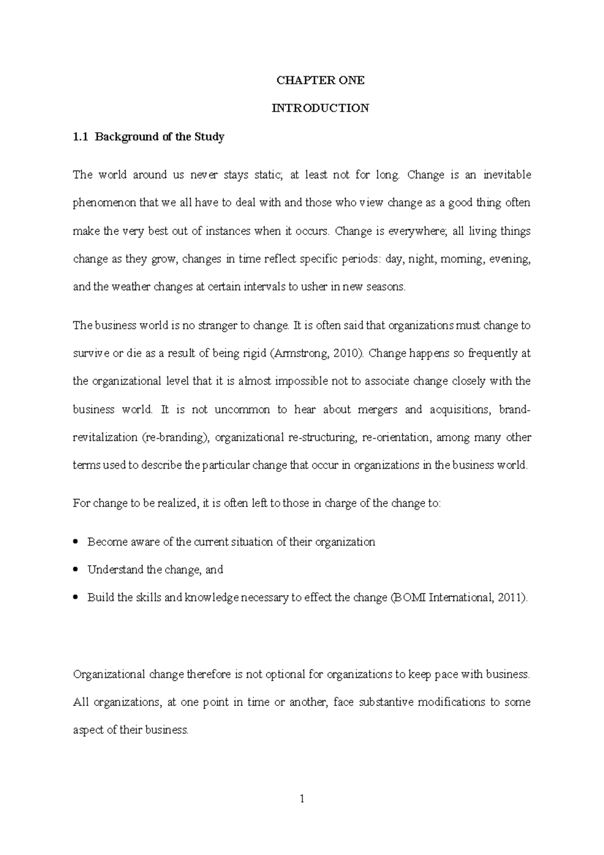 Chapter 1-5 - AN ASSESSMENT OF EMPLOYEE ADAPTATION TO ORGANIZATIONAL ...