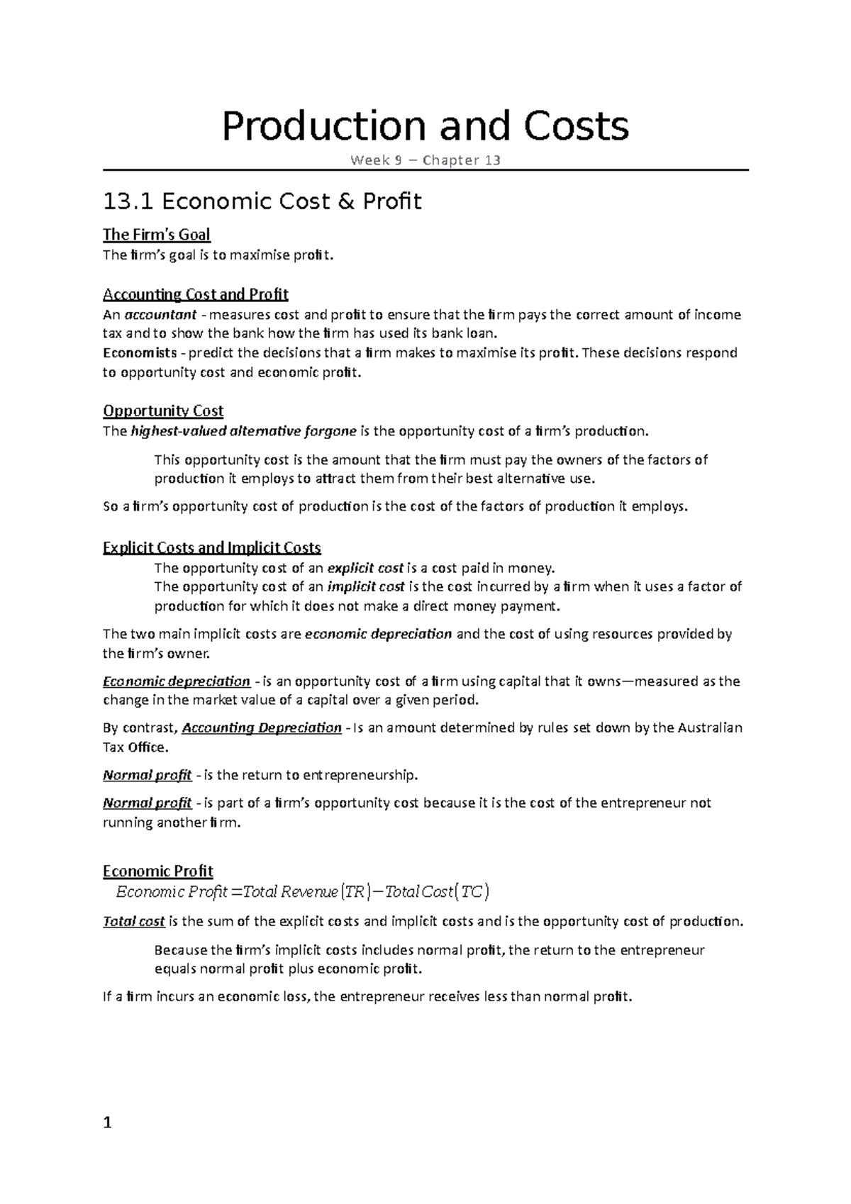 Week 9 - Production and Costs - Production and Costs Week 9 – Chapter ...