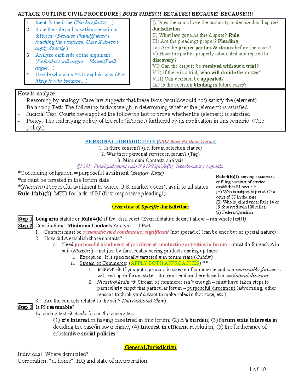 Attack Outline For Exam - Identify the issue ( The key fact is ...