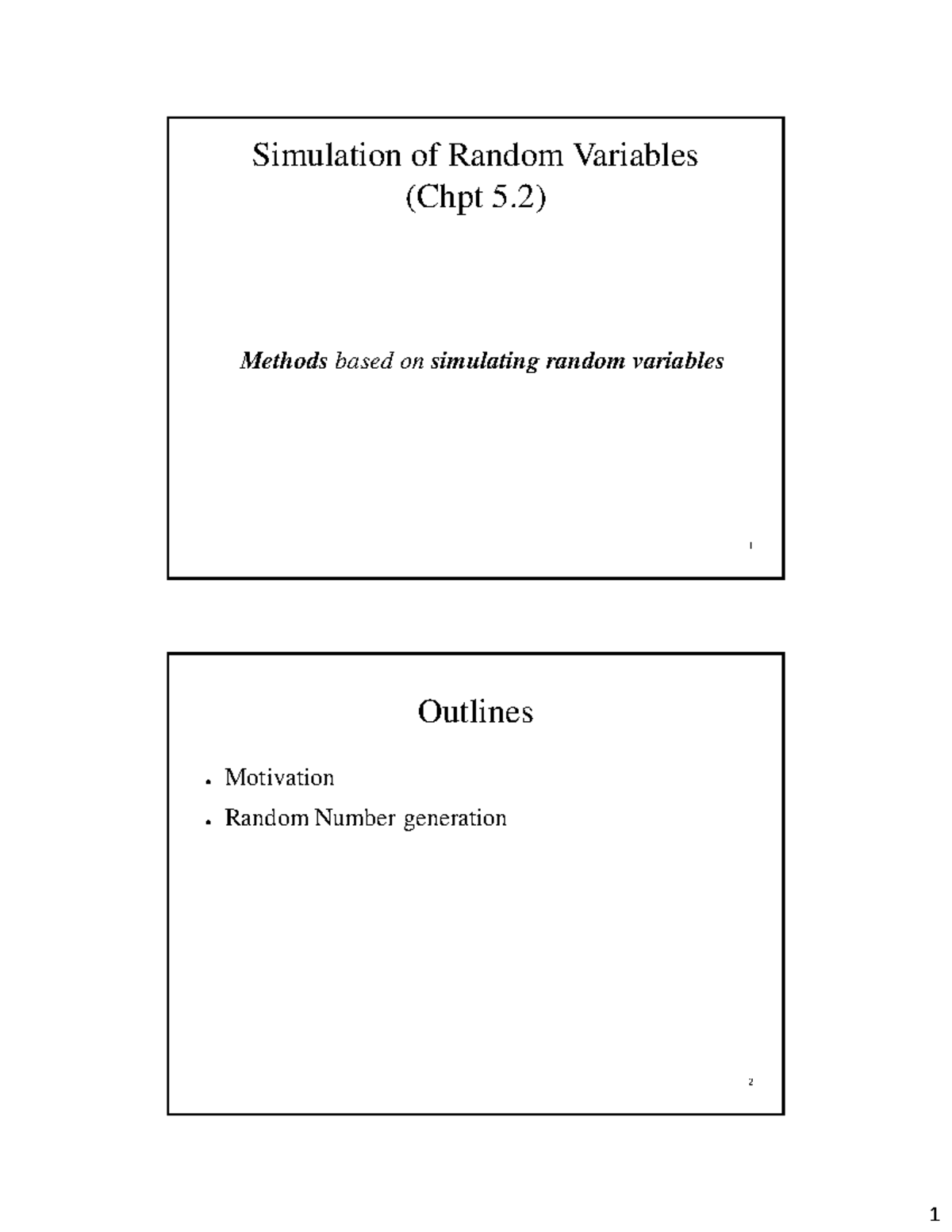 Chapt 5 Random Number Simulation Warning Tt Undefined Function 22 Simulation Of Random