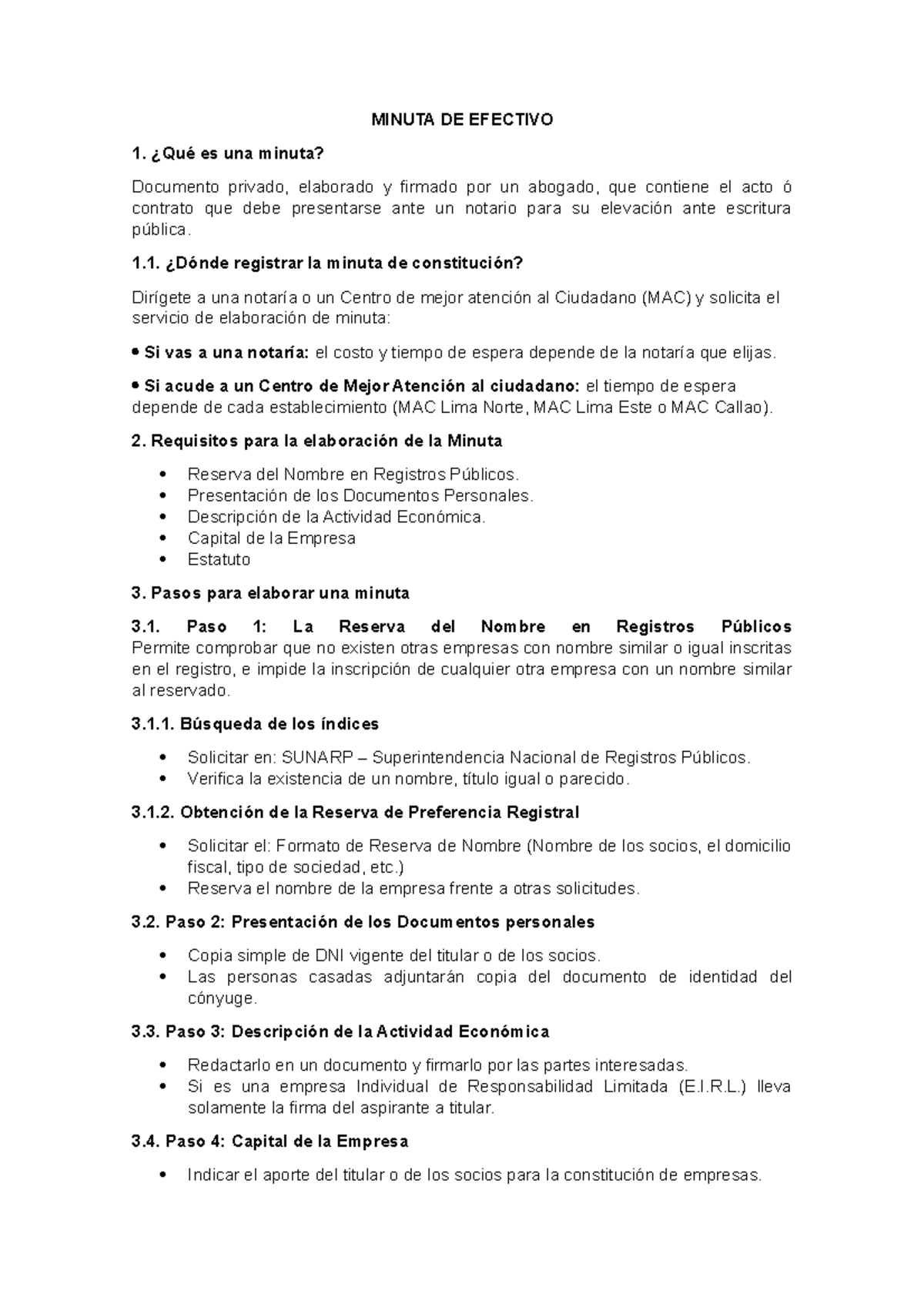 Minuta DE Efectivo - Hola - MINUTA DE EFECTIVO 1. ¿Qué es una minuta ...