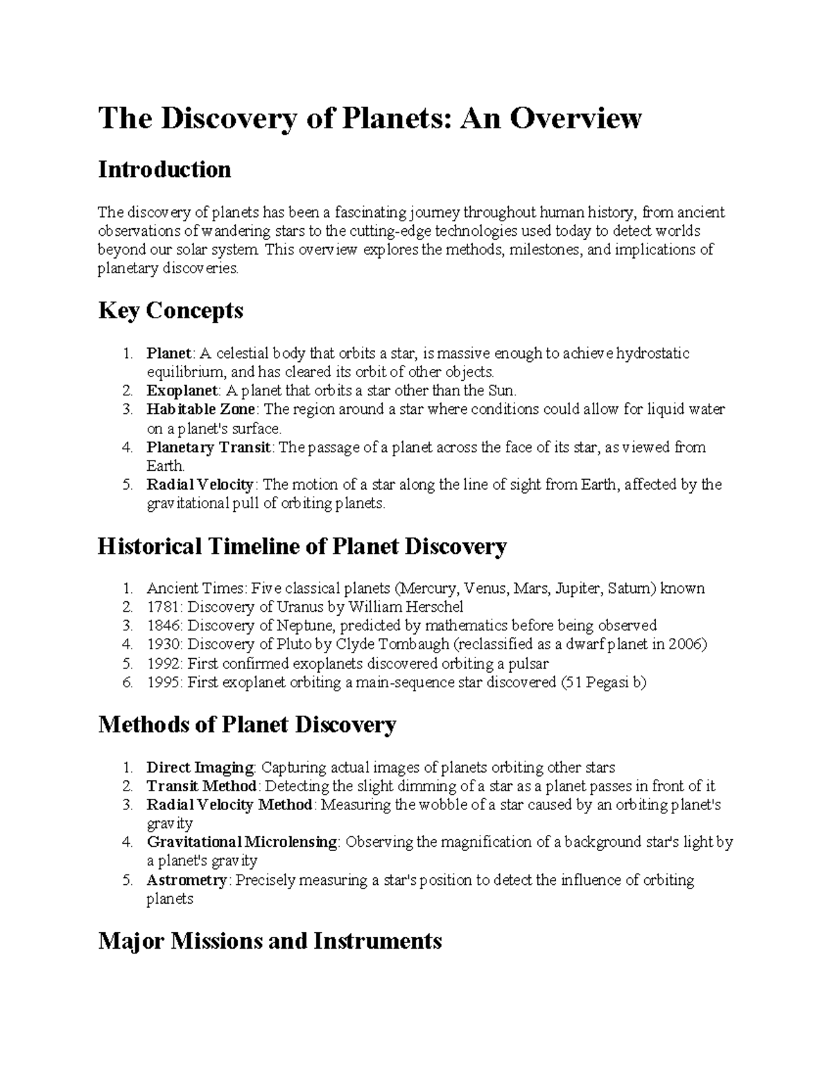 The Discovery of Planets - This overview explores the methods ...