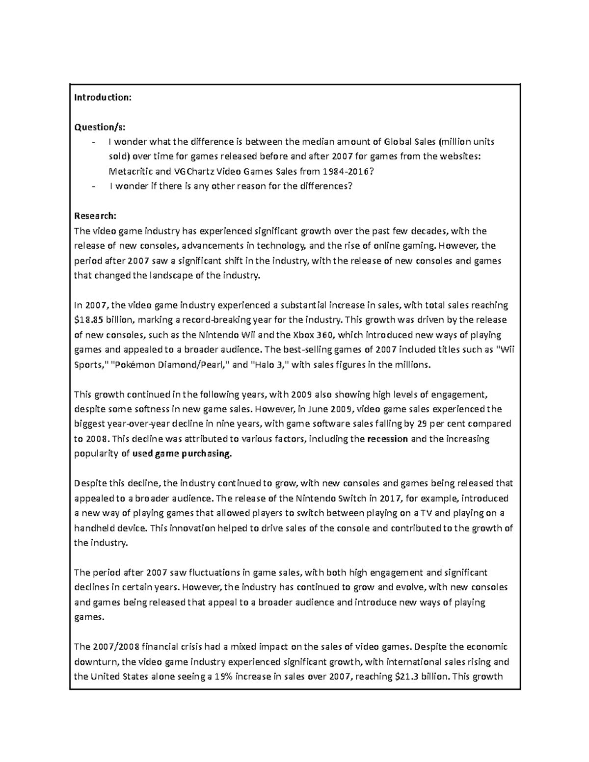 Formal inference - Introduction: Question/s: - I wonder what the ...