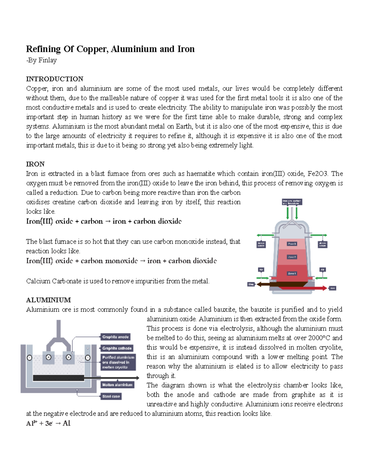 Refining Of Copper, Aluminium and Iron - The ability to manipulate iron ...